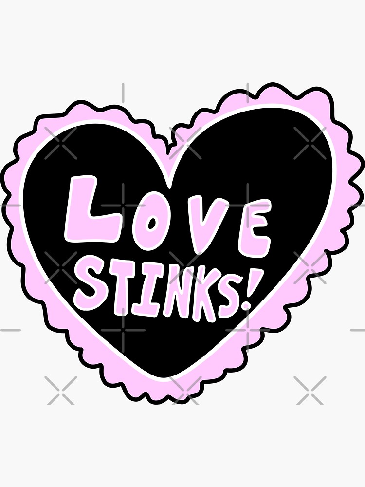 "Love Stinks! Black Heart Valentine, made by EndlessEmporium" Sticker ...