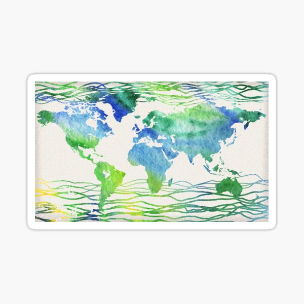 "Watercolor World Map IX" Sticker for Sale by IrinaSztukowski | Redbubble