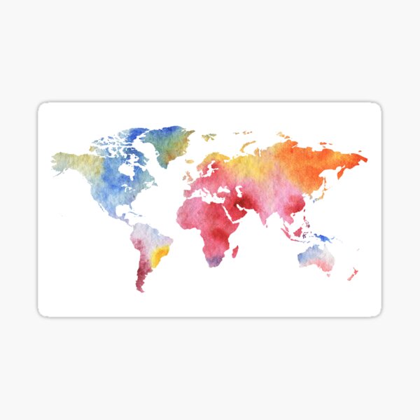 "Watercolor World Map XIII" Sticker for Sale by IrinaSztukowski | Redbubble