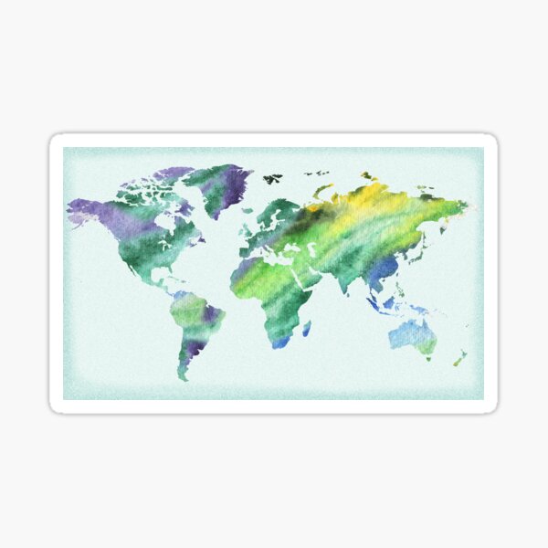 "Watercolor World Map XVI" Sticker for Sale by IrinaSztukowski | Redbubble