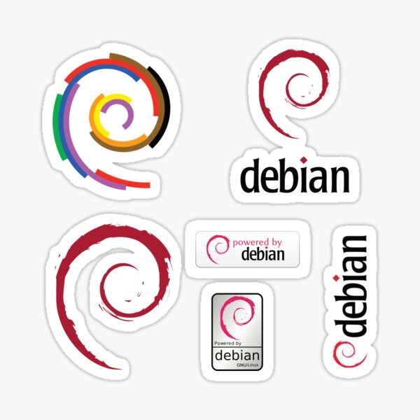 "Debian Linux Sticker Set" Sticker for Sale by mythical-design | Redbubble