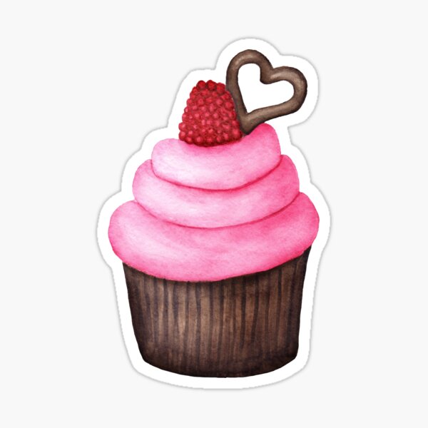 "Watercolor pink cupcake" Sticker for Sale by antaya-fox | Redbubble