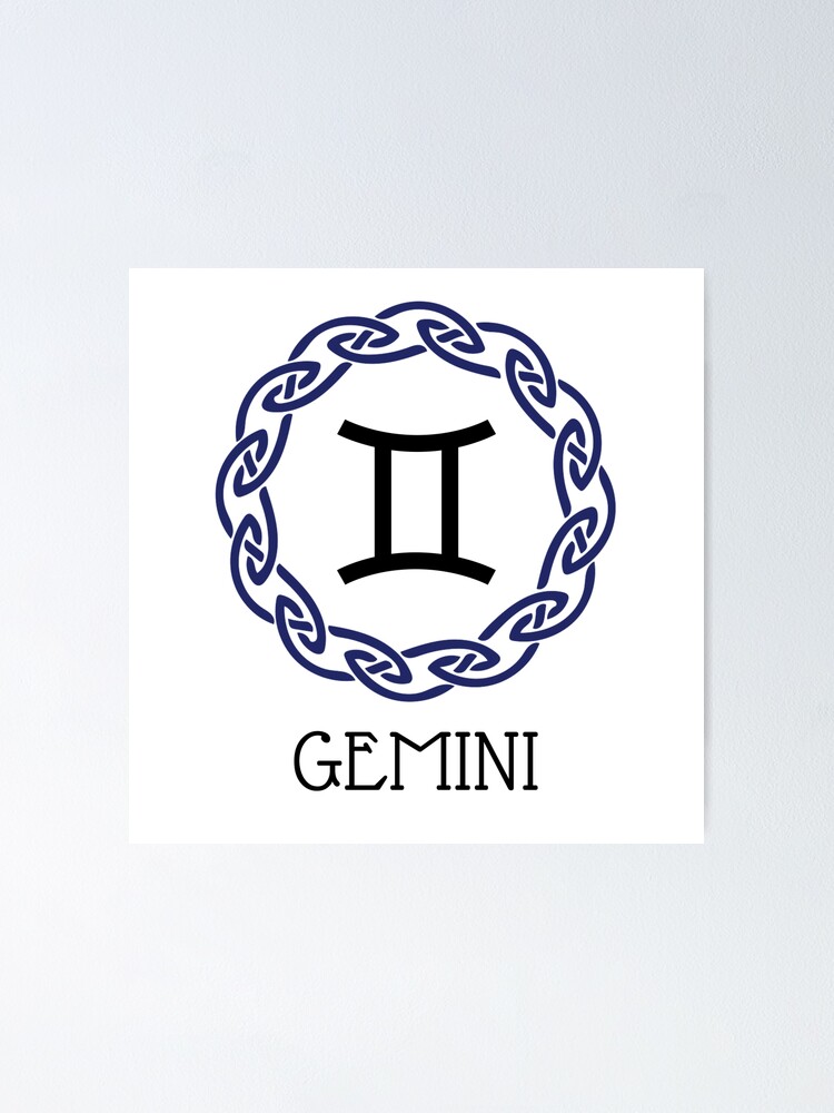 "Gemini Zodiac Symbol with Braided Border" Poster for Sale by ...