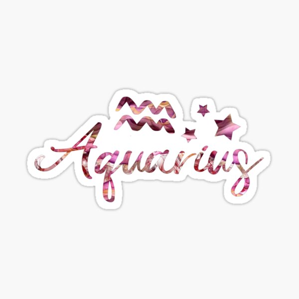 "Aquarius Zodiac Sign Birthday Gift Symbol and Text Burgundy Pink ...