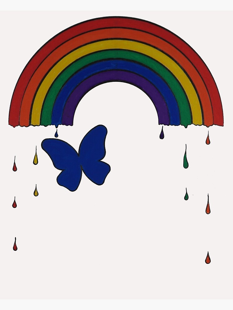 Póster «Arco iris recién pintado con mariposa... Coloreado por GrandpaH ...