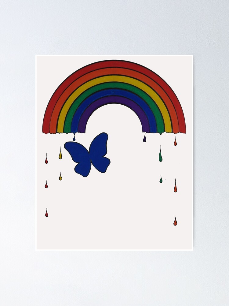Póster «Arco iris recién pintado con mariposa... Coloreado por GrandpaH ...