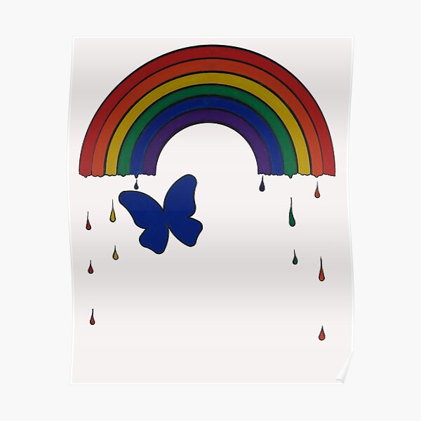 Póster «Arco iris recién pintado con mariposa... Coloreado por GrandpaH ...