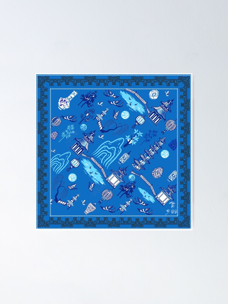 "Blue Willow Imperial Garden " Poster for Sale by Yunihadi | Redbubble