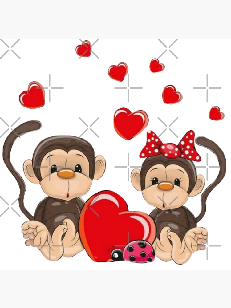 "Cute monkey couple " Poster for Sale by MishraSisters | Redbubble