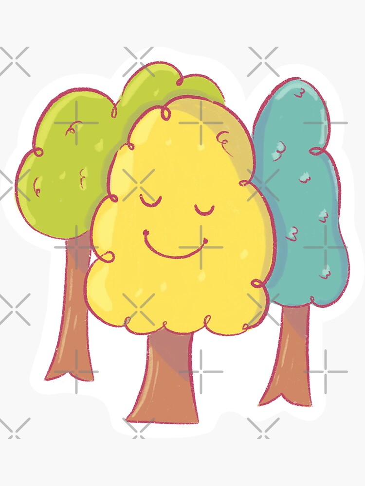 "Happy Trees, Friendly and Smiling trees, Tree trees" Sticker for Sale ...