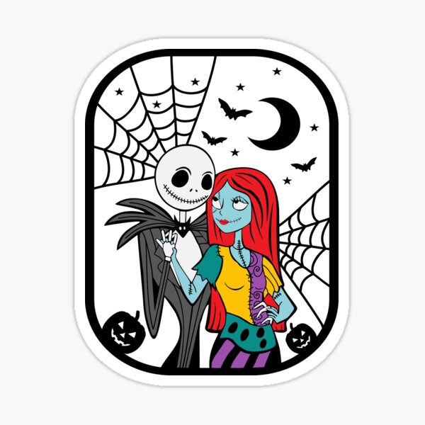 "Saly And Jack Nightmare Before Christmas Skeleton Couple " Sticker by ...