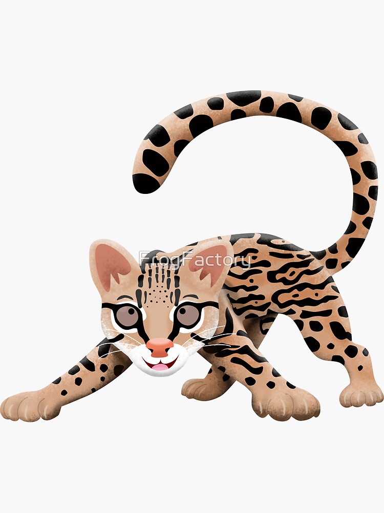 Pegatina «Ilustración de dibujos animados lindo ocelote» de FrogFactory ...
