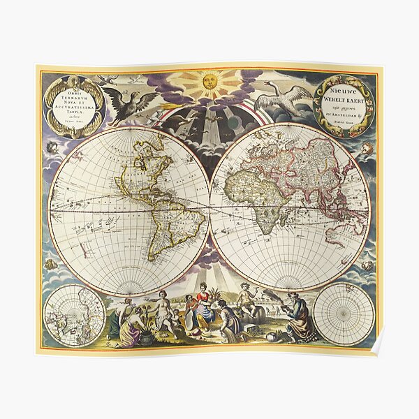 "Vintage world map 1863 by Samuel Augustus Mitchell." Poster for Sale ...