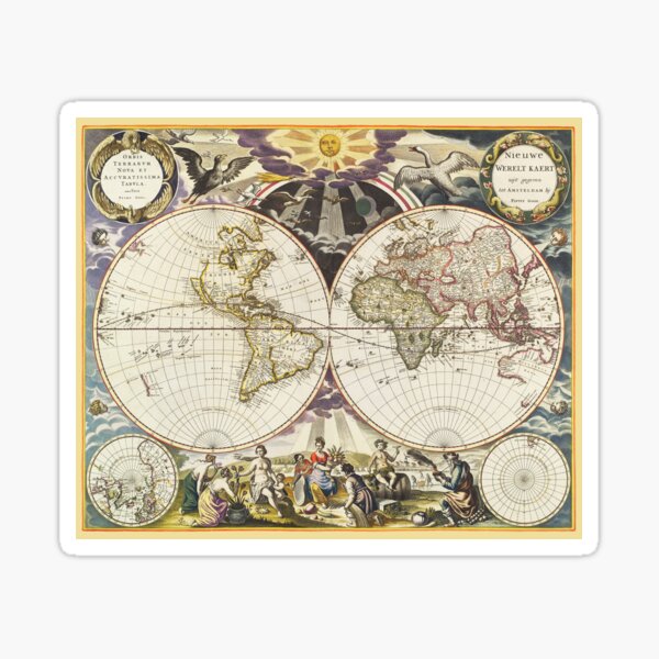 "Vintage world map 1863 by Samuel Augustus Mitchell." Sticker for Sale by angelisart | Redbubble