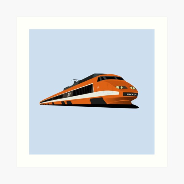 "TGV Orange High-Speed Train, SNCF TGV Sud-Est " Art Print for Sale by ...