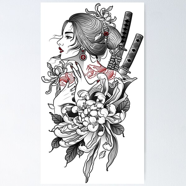"beautiful Japanese samurai girl" Poster by Lynamode | Redbubble