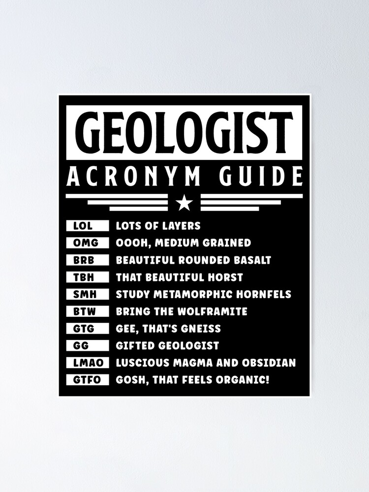 "Geologist Acronym Guide Funny Gift for Geology Nerds" Poster for Sale ...
