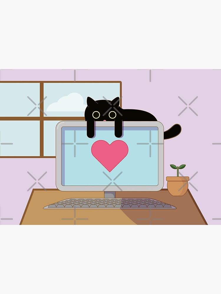 "Cat in home office" Poster for Sale by Green-birdy | Redbubble