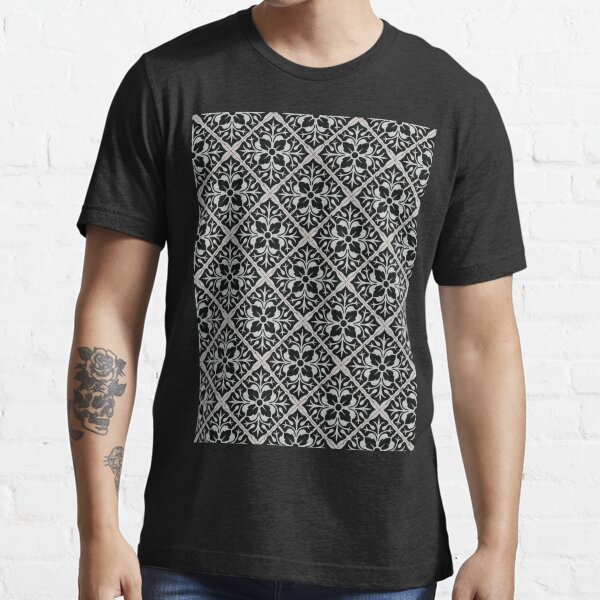 "Vintage black and white tiles diagonal 9" T-shirt for Sale by arkantus ...