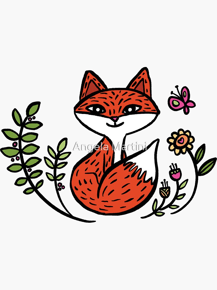 "Sweet Fox" Sticker for Sale by angelamartini | Redbubble