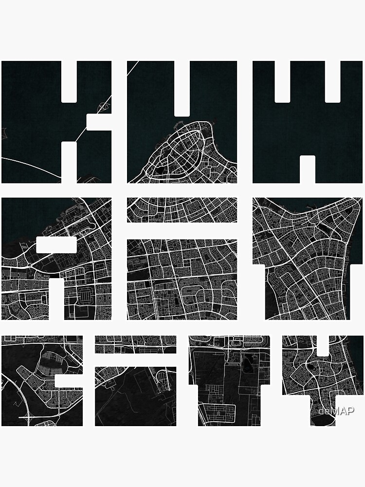 "Kuwait City Map - Dark" Sticker for Sale by deMAP | Redbubble