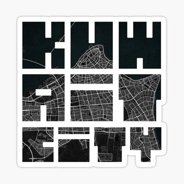 "Kuwait City Map - Dark" Sticker for Sale by deMAP | Redbubble