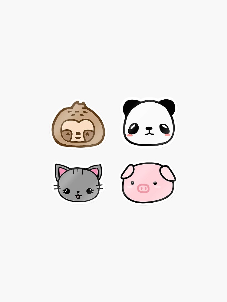"Cute Animal Face Sticker Pack" Sticker by DESIGNASkitina2 | Redbubble