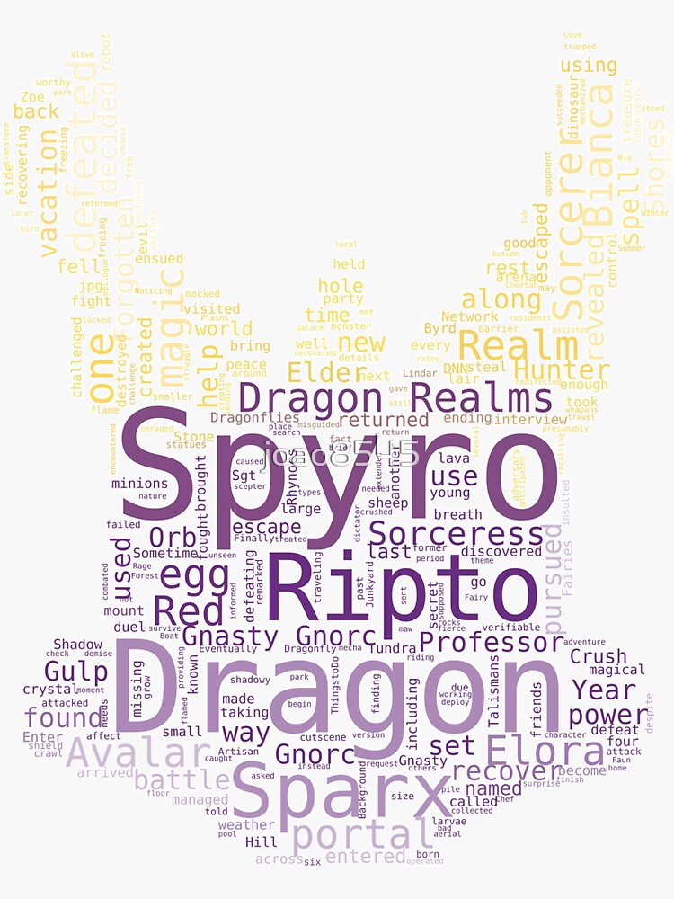 "Spyro Head Word Cloud" Sticker for Sale by joao8545 | Redbubble