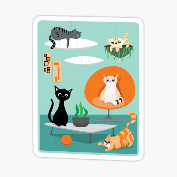 "Cat Party " Sticker by KristaHill25 | Redbubble