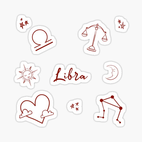 "Crimson Red, Libra, Zodiac Sticker Set Sticker" Sticker by ...