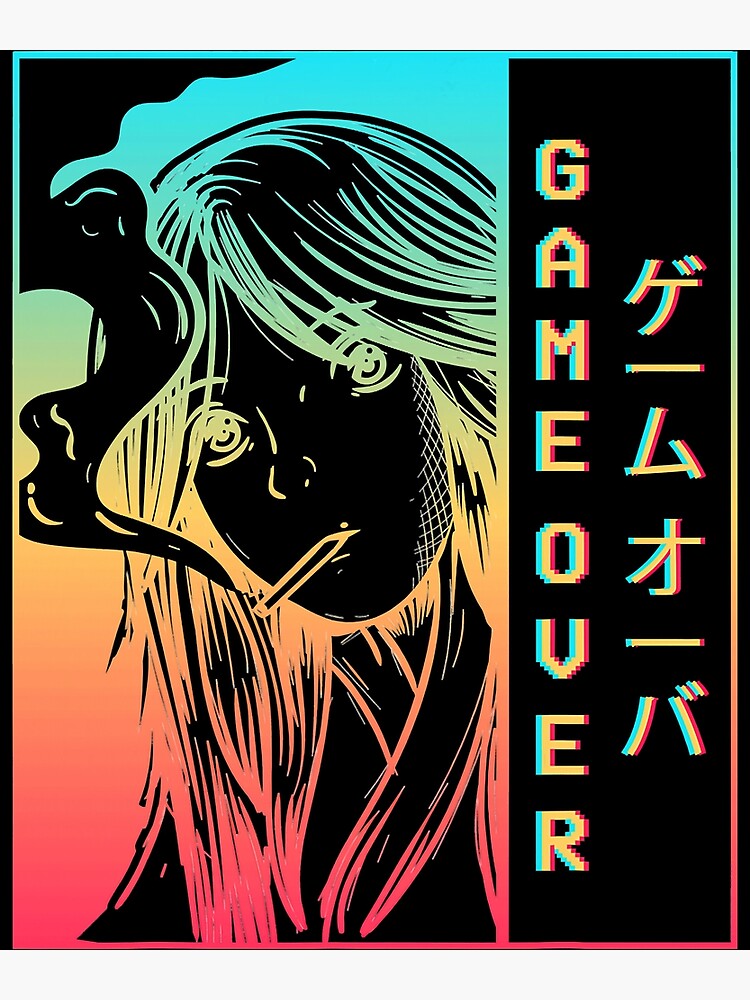 "Vaporwave Aesthetic Anime Girl Game Over Japanese Sad Anime" Poster ...
