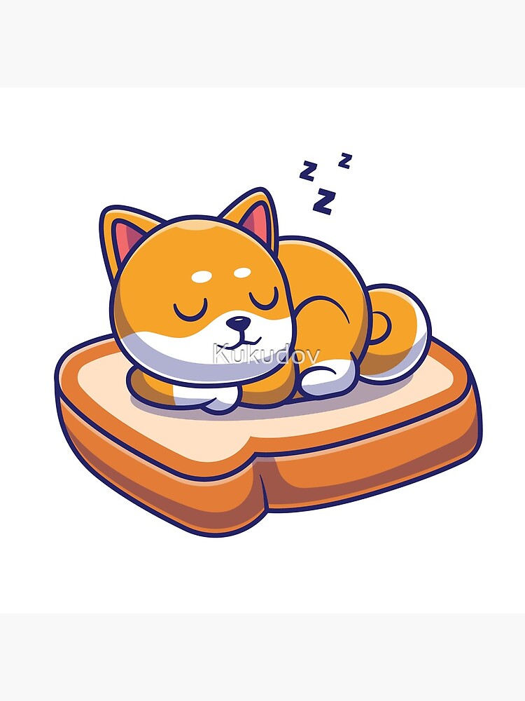 "Shiba Inu Coin sleeping on bread" Poster for Sale by Kukudov | Redbubble