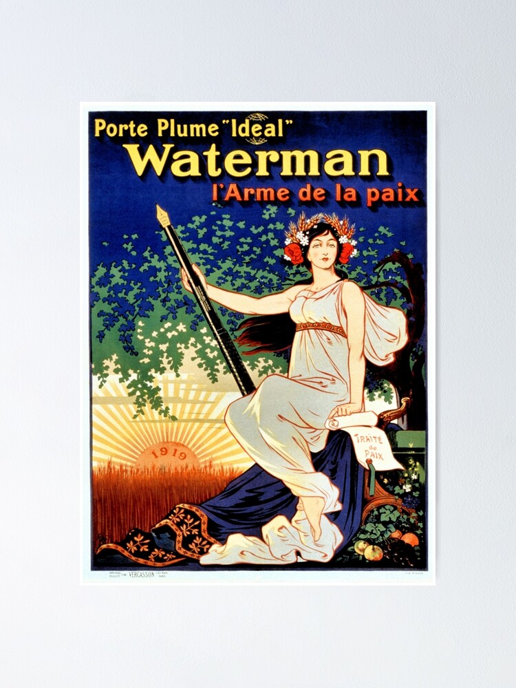 "Vintage Waterman fountain pen advertising" Poster for Sale by aapshop ...