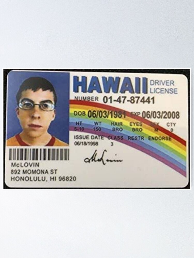 "Mclovin superbad ID Meme Funny" Poster by Thepodcave | Redbubble
