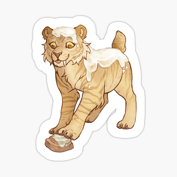"cinnamon roll sabertooth tiger" Sticker for Sale by rayewarrrd | Redbubble