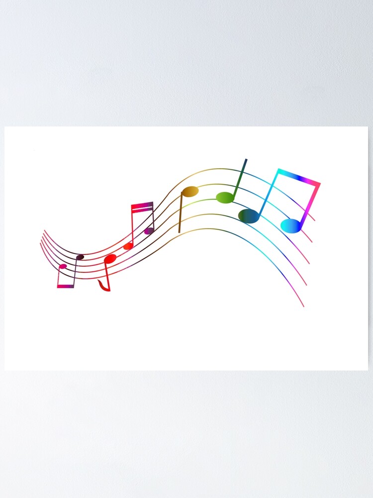 "Rainbow Music Note Staff" Poster for Sale by Sylviebinder | Redbubble