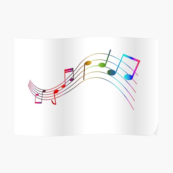 "Rainbow Music Note Staff" Poster for Sale by Sylviebinder | Redbubble