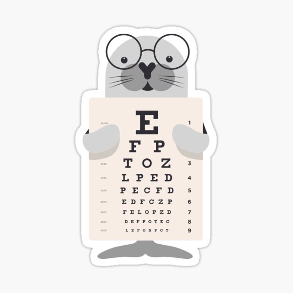 "Seal animal with eye chart" Sticker by Uhhnad | Redbubble