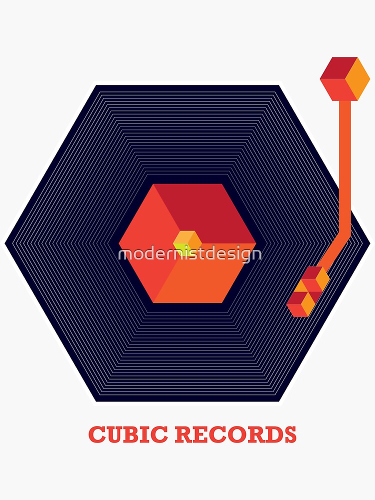 "Cubic Records" Sticker by modernistdesign | Redbubble