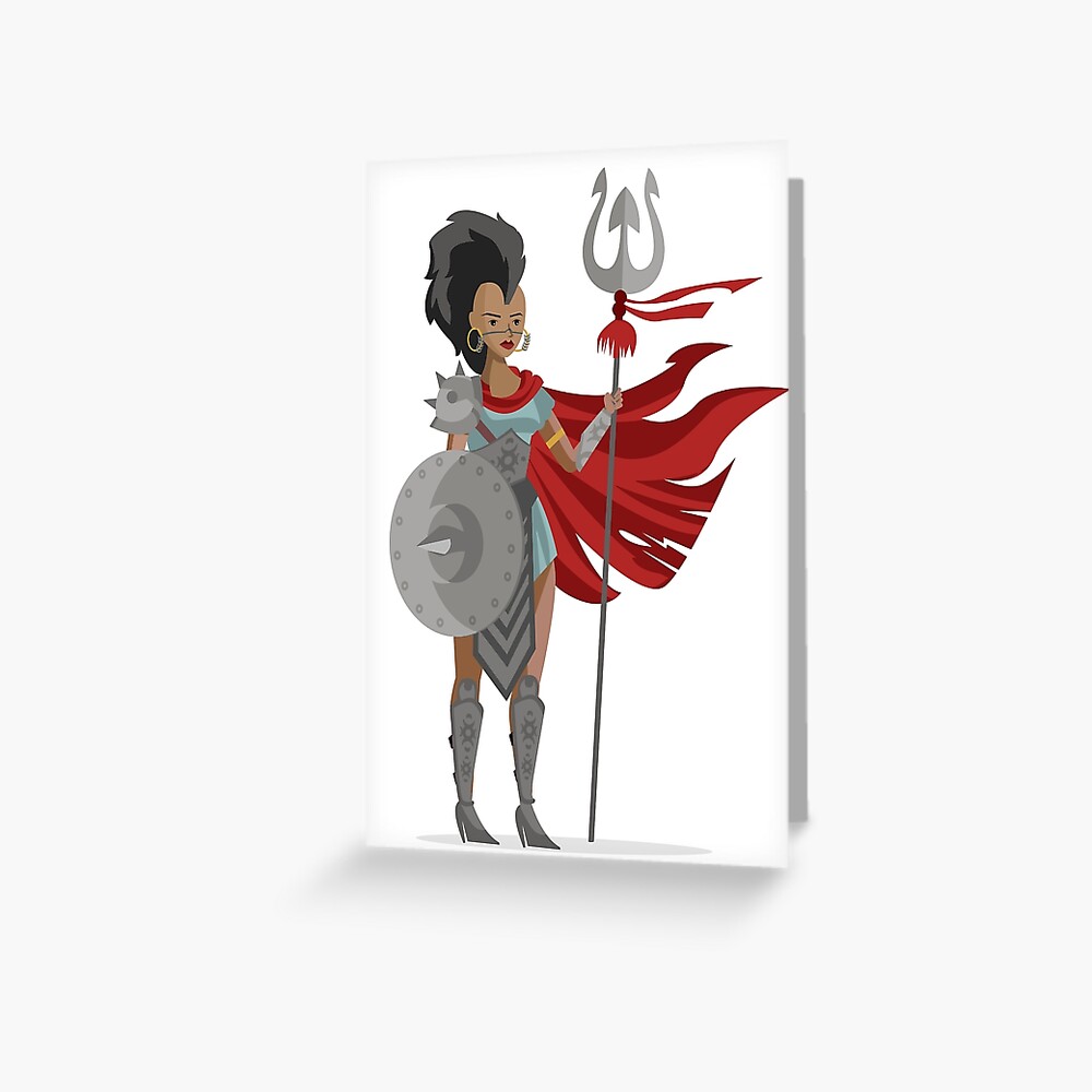 "african mohawk trident amazon woman gladiator" Greeting Card by ...