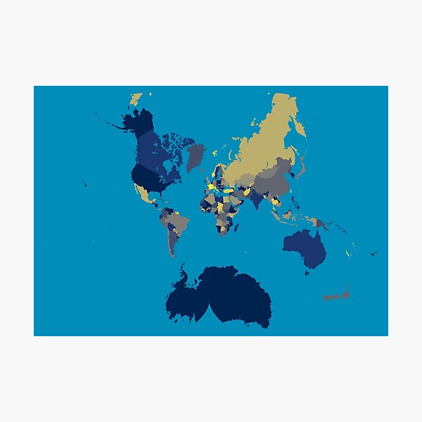 Lámina fotográfica «Mapa mundial: proyección epicicloidal de agosto ...