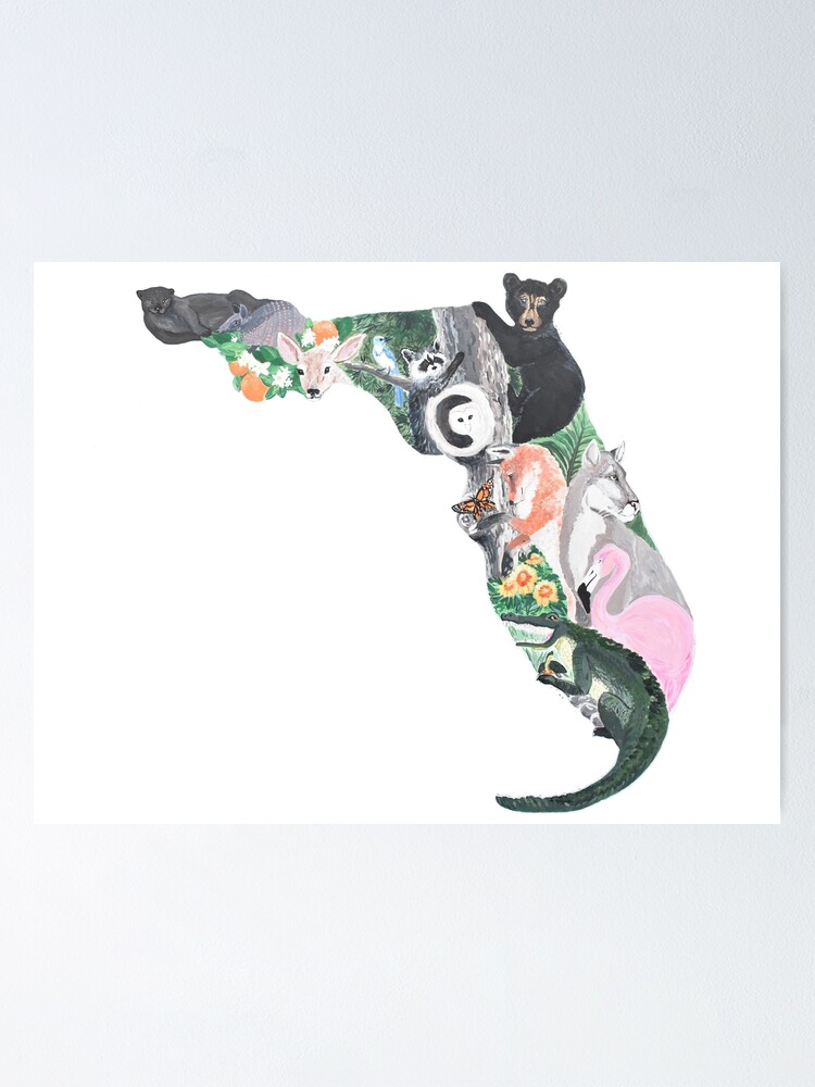 "Florida Map Made of Floridian Animals" Poster for Sale by RMF314 ...