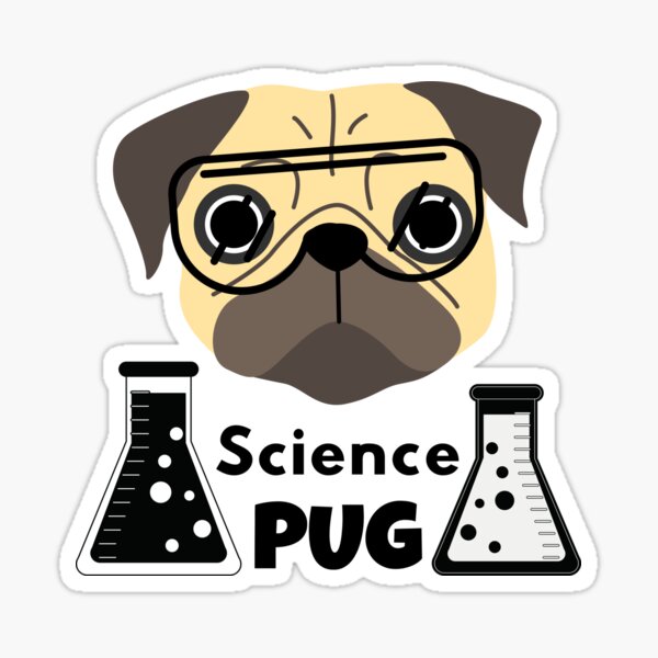 "Science Dog-Pug Gift" Sticker by BronikowskiART | Redbubble
