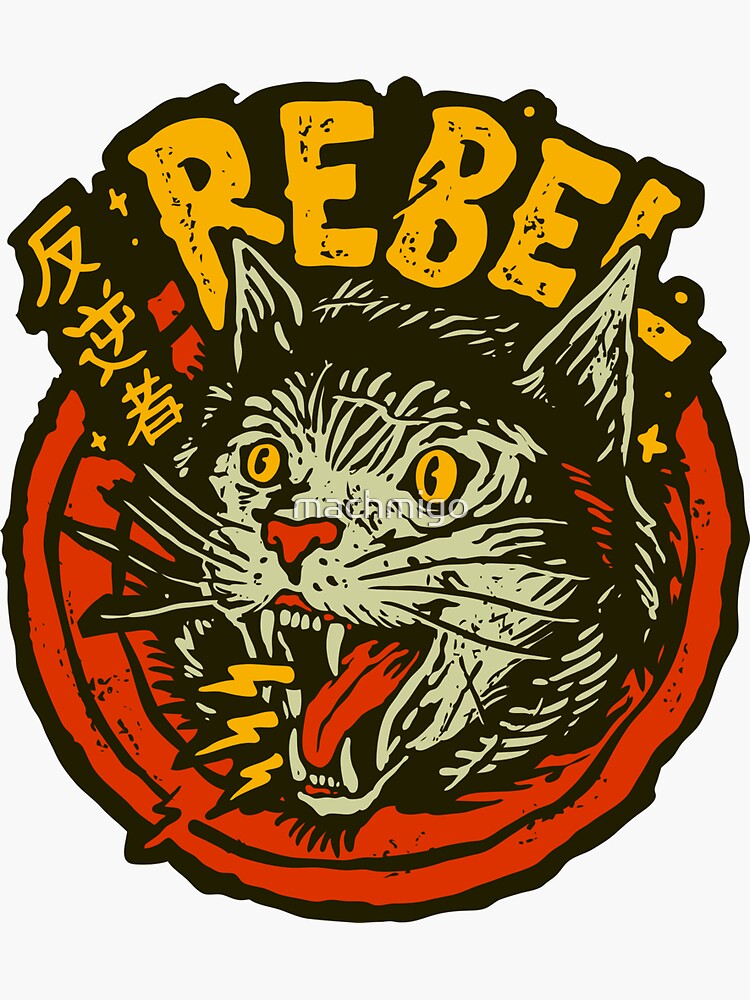 "Rebel Cat" Sticker by machmigo | Redbubble