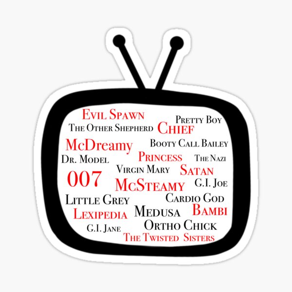 "Grey's Nicknames" Sticker for Sale by jillianbartho | Redbubble