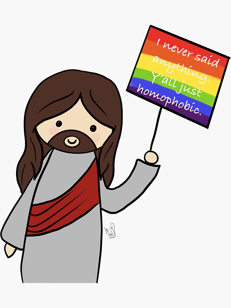 "Lgbtq rights Jesus" Sticker by mwf-art | Redbubble