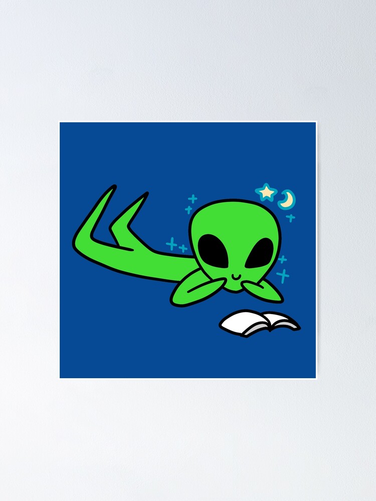 "Alien Reading a Book" Poster for Sale by SaradaBoru | Redbubble