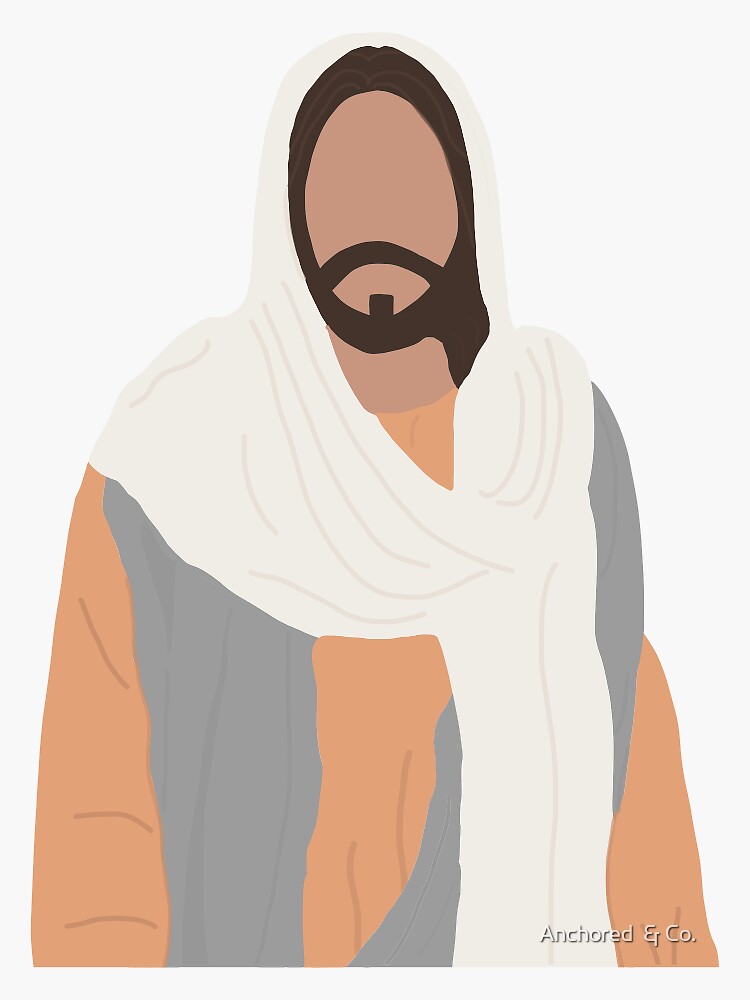 "jesus minimalist color block" Sticker by mansinone3 | Redbubble