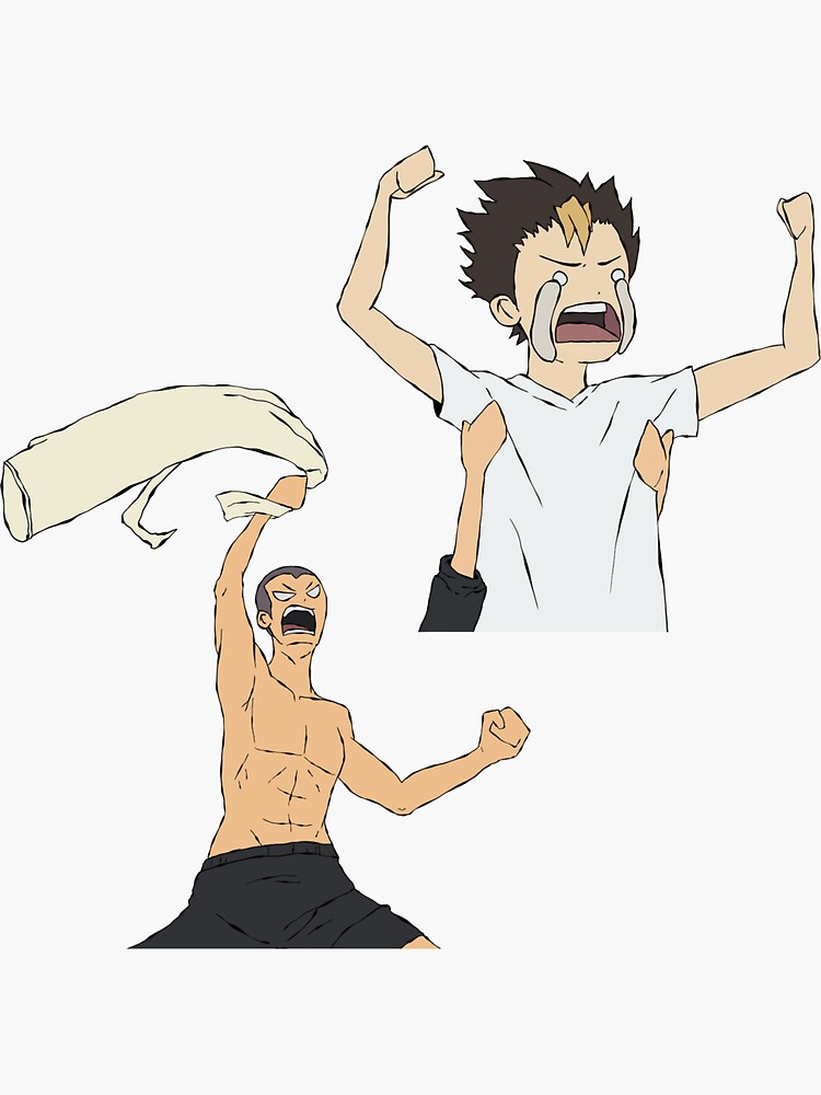 "Nishinoya and Tanaka meme" Sticker for Sale by soboju | Redbubble