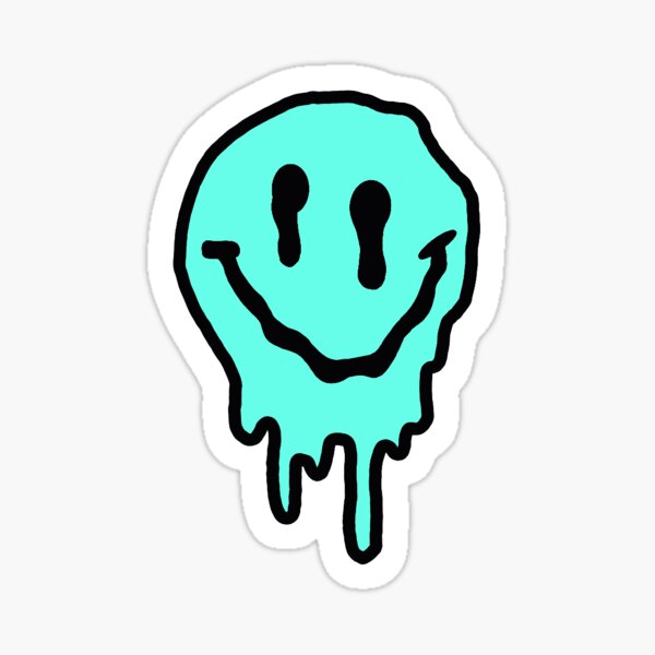 "teal drippy smiley face sticker" Sticker for Sale by annarwilcox ...